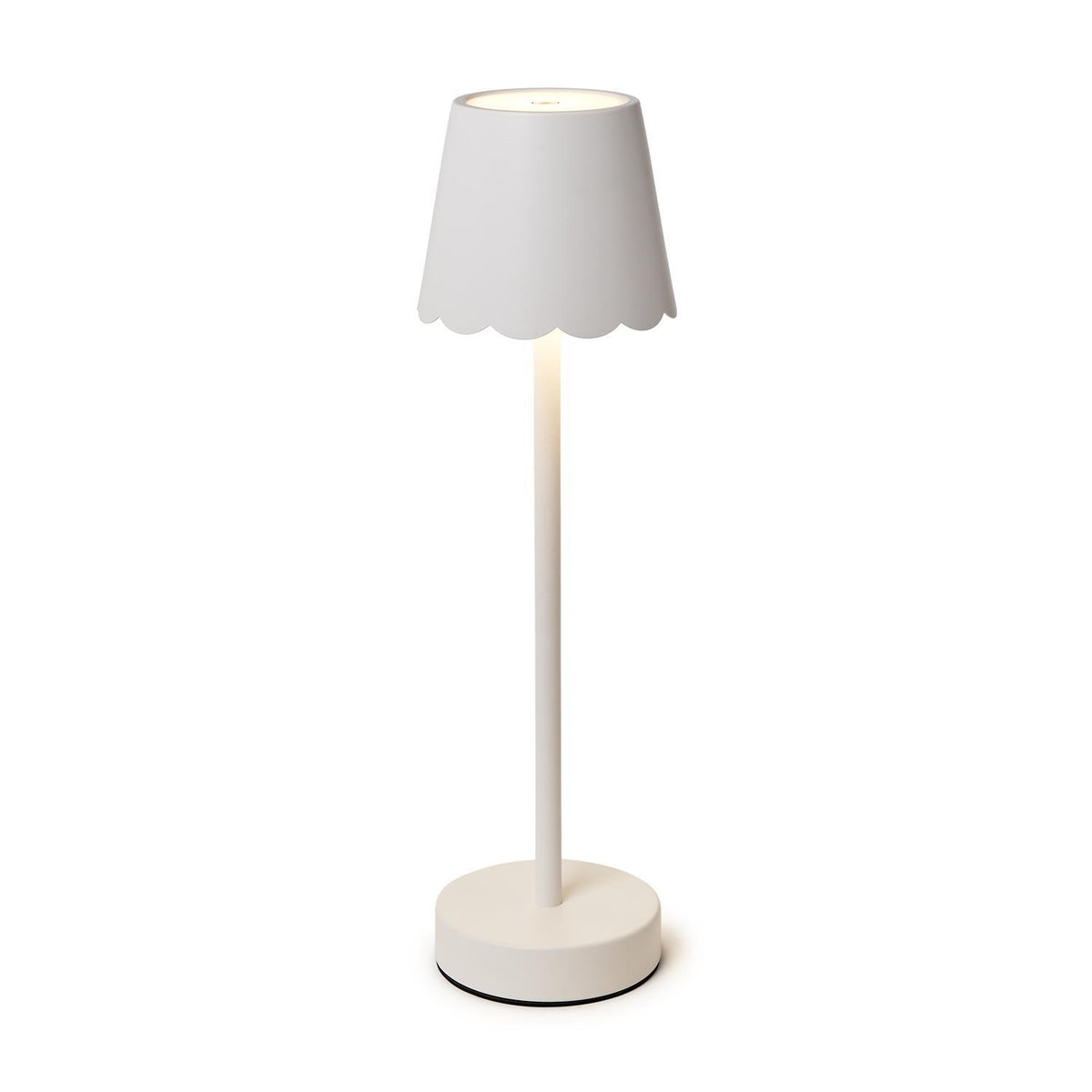 White LED Cordless Table Lamp with Scalloped Edge Shade – Bird House on ...