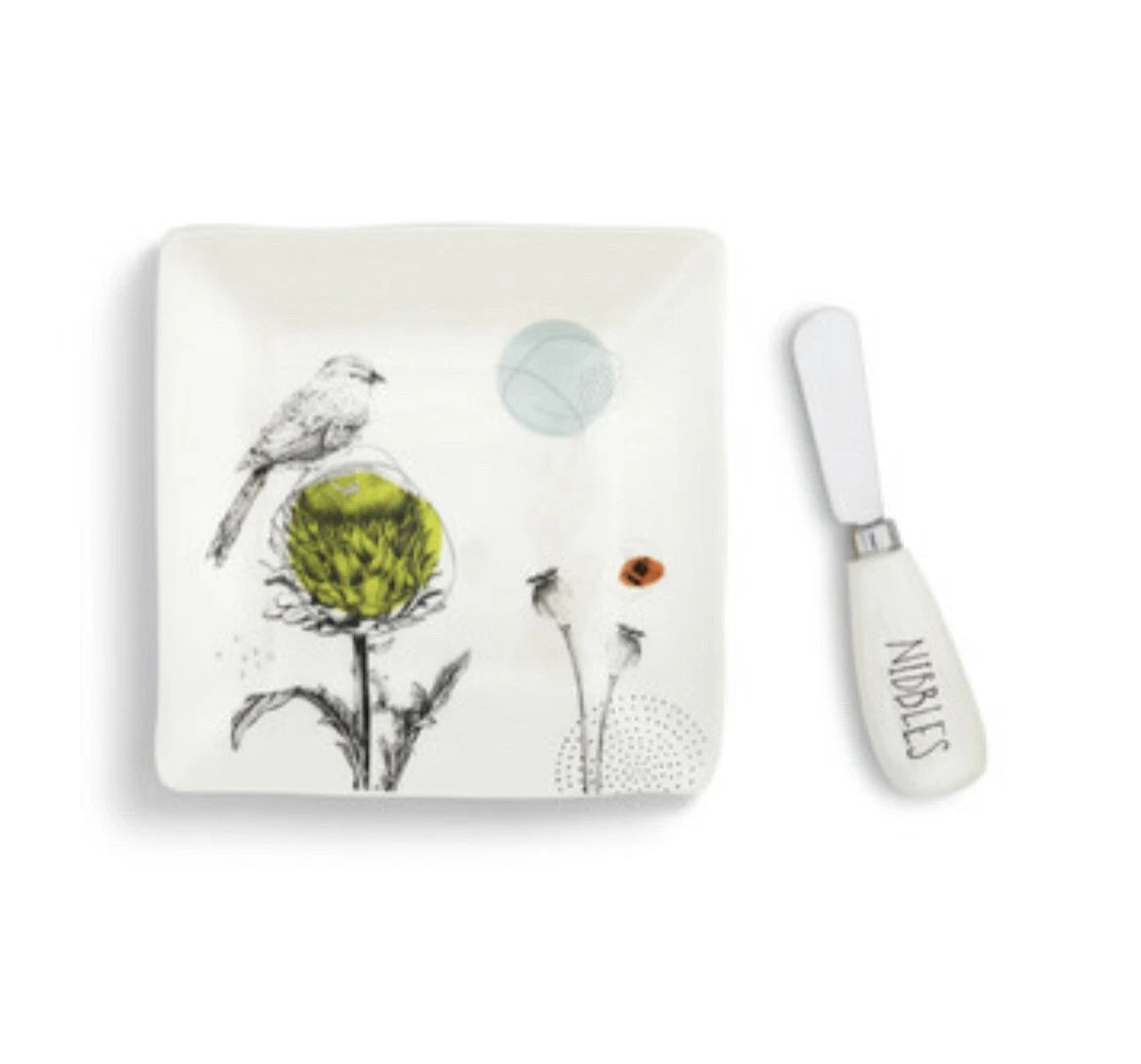 DEMDACO Nibbles Plate with Spreader Set – Bird House on the Greenway